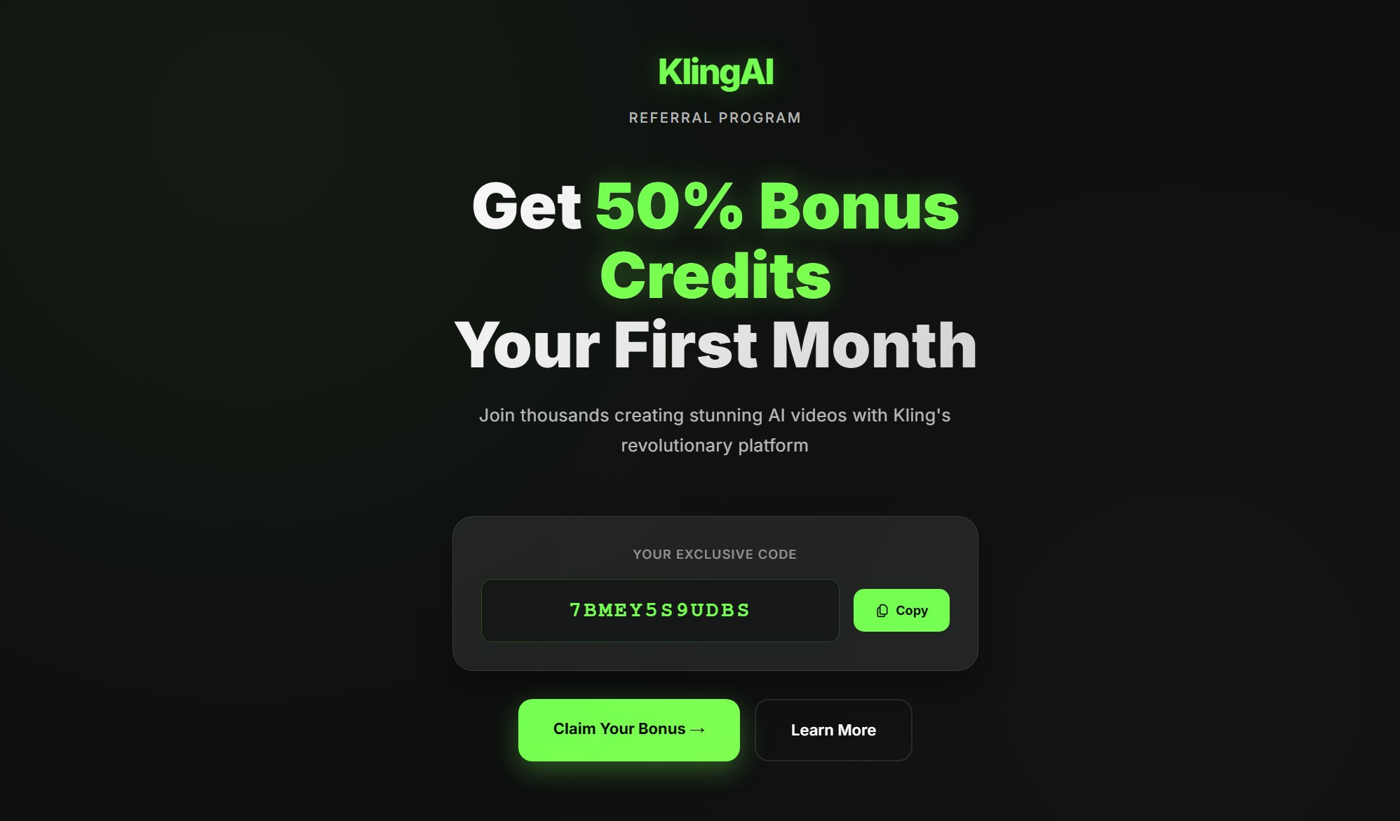 Kling AI Referral Program | Get 50% Bonus Credits Your First Month